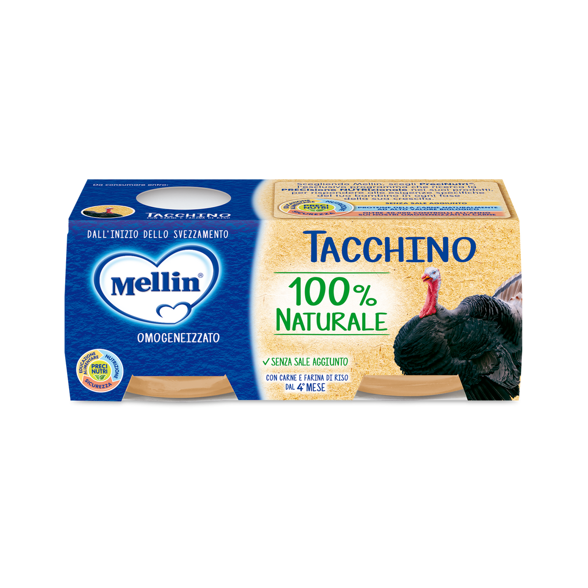 MELLIN HOMOGENIZED MEAT TURKEY 80 GR X2 160 GR (12 in a box ...