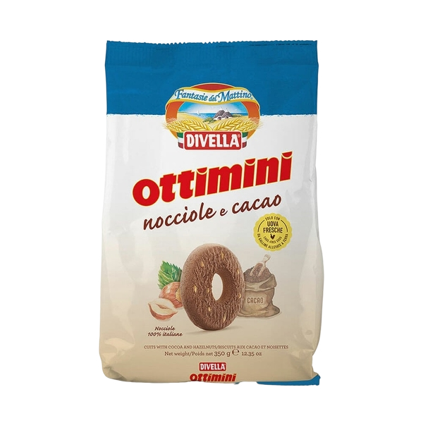 DIVELLA BISCOTTI OTTIMINI HAZELNUTS AND COCOA 400 GR (18 IN A BOX ...
