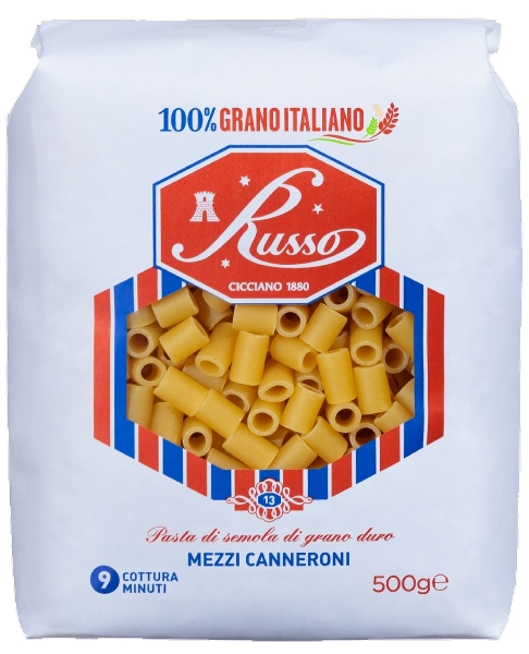 RUSSO PASTA DI SEMOLA MEZZI CANNERONI 500 GR (20 in a box) – Cibimarket ...
