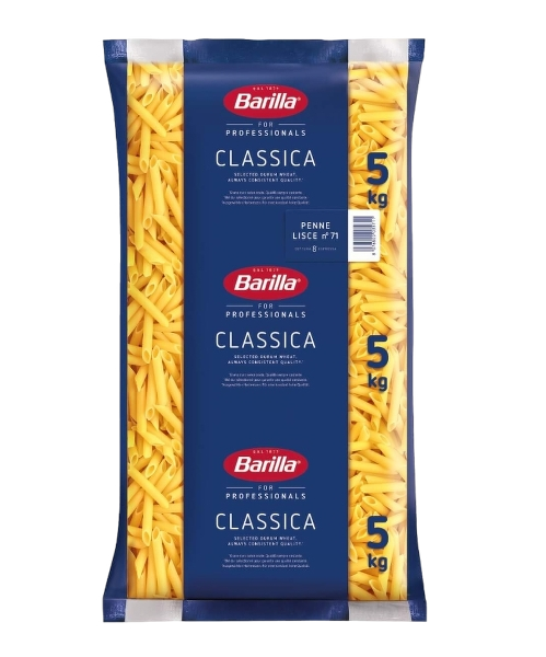 BARILLA PASTA DI SEMOLA PENNE LISCE N.71 5 KG (3 in a box) – Cibimarket ...