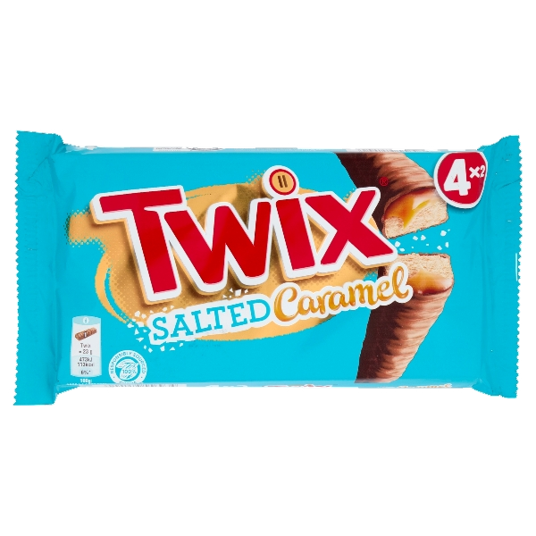 TWIX SNACK BARS CHOCOLATE SALTED CARAMEL MULTIPACK X4 184 GR (18 in a ...