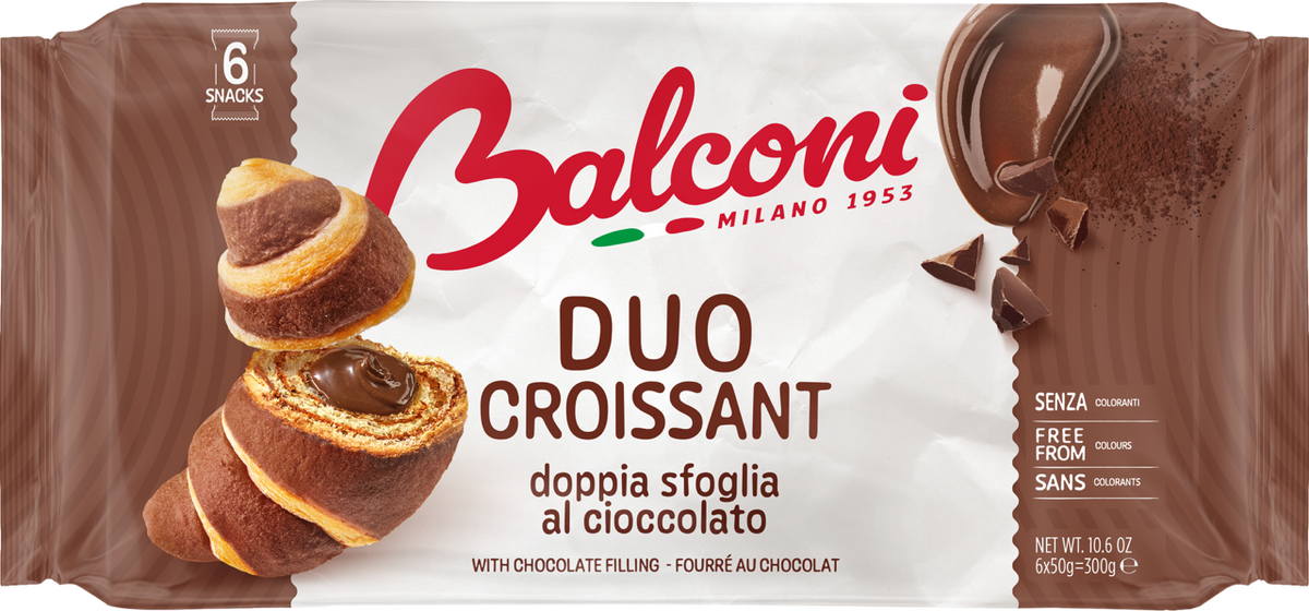 BALCONI CROISSANT DUO CHOCOLATE X6 300 GR (8 in a box) – Cibimarket.co ...