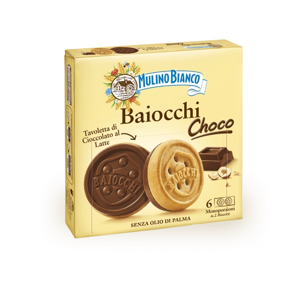 MULINO BIANCO BISCOTTI BAIOCCHI CHOCO MULTIPACK X6 144 GR (12 in a box ...