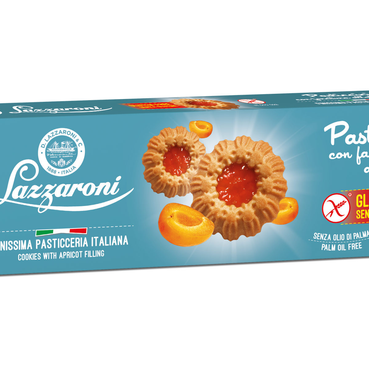 LAZZARONI BISCUITS PASTRY APRICOT GLUTEN FREE 80 GR (12 in a box ...