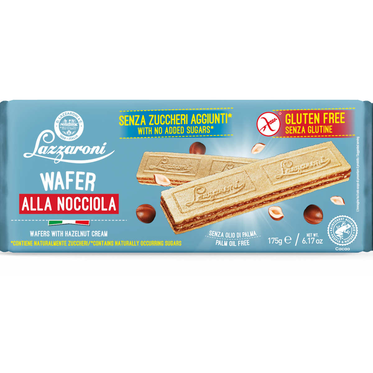 LAZZARONI WAFER HAZELNUT GLUTEN FREE 175 GR (13 in a box) – Cibimarket ...