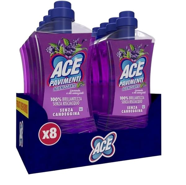 ACE FLOOR DETERGENTS PAVIMENTI SANITISING LAVENDER 1 LT (8 in a box ...
