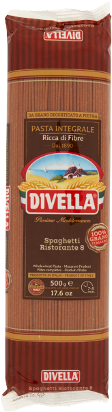 DIVELLA PASTA WHOLEMEAL SPAGHETTI RISTORANTE N.8 500 GR (24 IN A BOX ...
