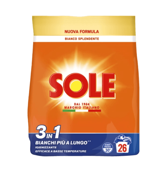 SOLE LAUNDRY DETERGENT POWDER 3 IN 1 BIANCO SPLENDENTE 26 WASHES 1.3 K ...