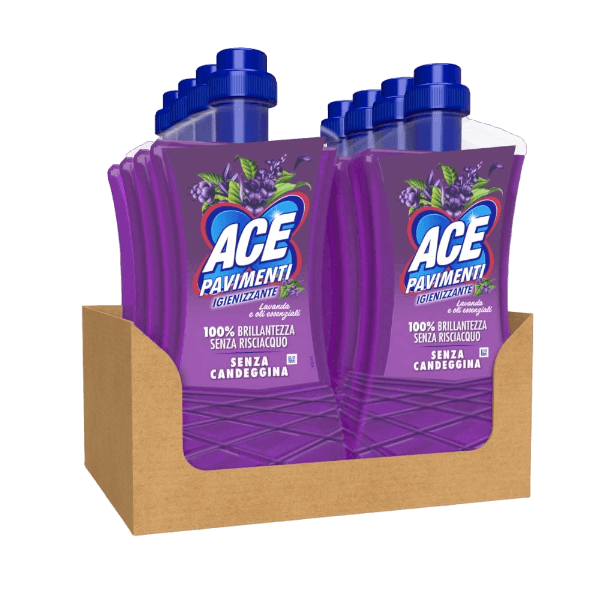 ACE FLOOR DETERGENTS PAVIMENTI SANITISING LAVENDER 1 LT (8 in a box ...