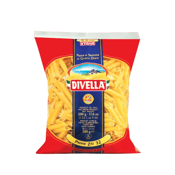 DIVELLA PASTA DI SEMOLA PENNE ZITI LISCE N.32 500 GR (24 in a box ...