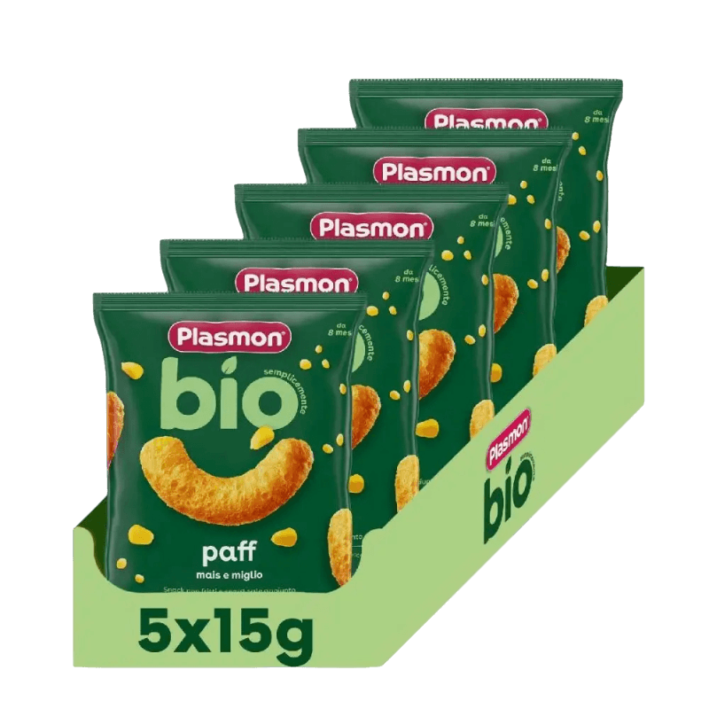 PLASMON ORGANIC SNACK CRISPS BIO PAFF MAIZE AND MILLET 15 GR (5 in a b ...