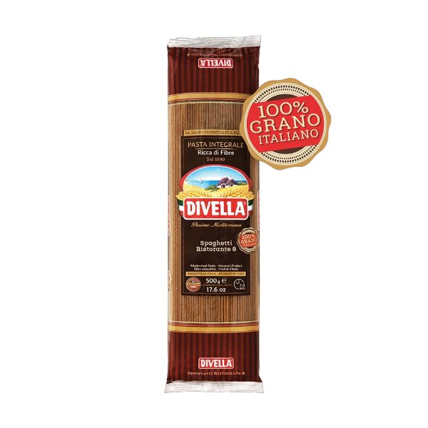 DIVELLA PASTA WHOLEMEAL SPAGHETTI RISTORANTE N.8 500 GR (24 IN A BOX ...